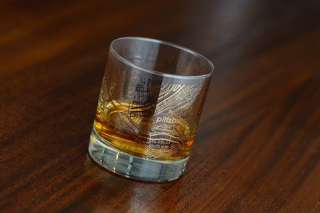 Pittsburgh Gold Leaf Printed Rocks Glass | Well Told