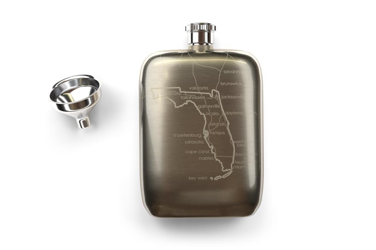 State Engraved Metal Flask | Stainless-Steel Pocket Flask - Well Told