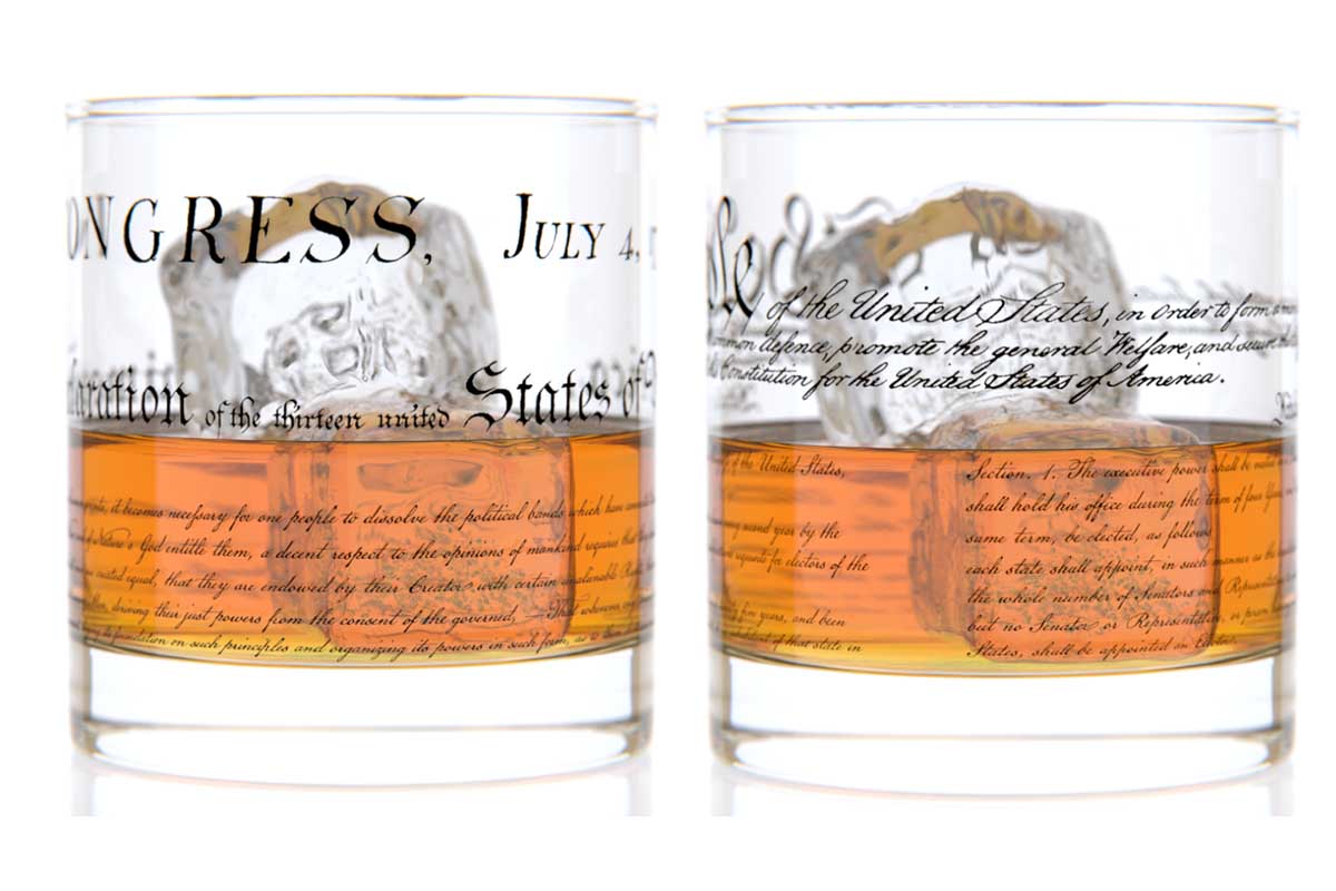 Printed Constitution And Declaration Rocks Glass Pair | Well Told