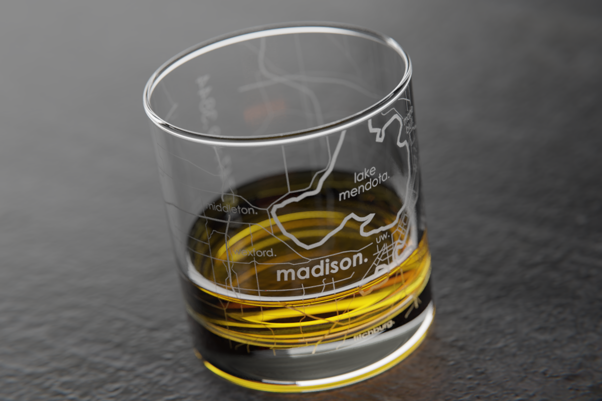 Madison, WI Map Etched Rocks Glass | Well Told
