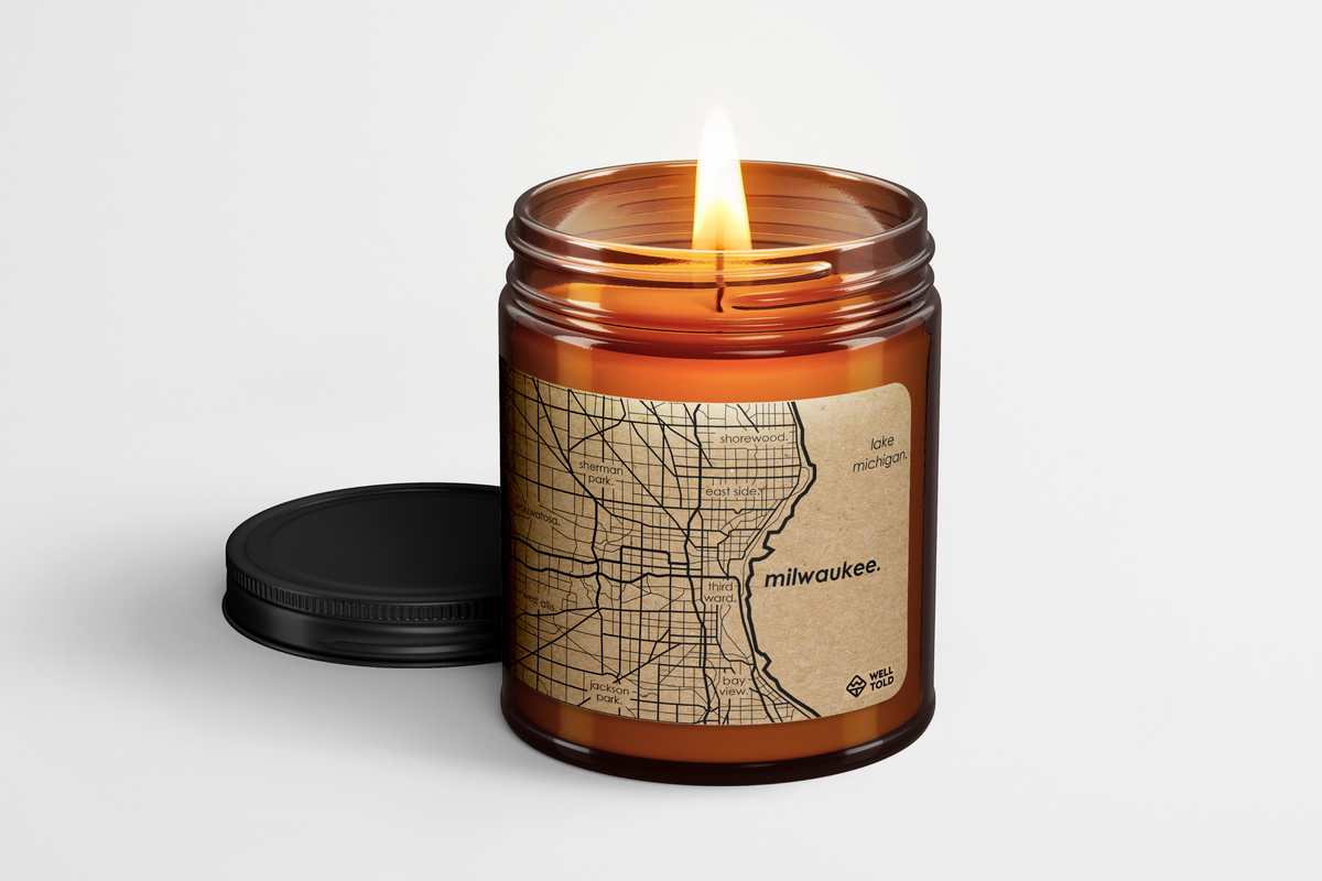Home Town Map Candle - Amber - Well Told
